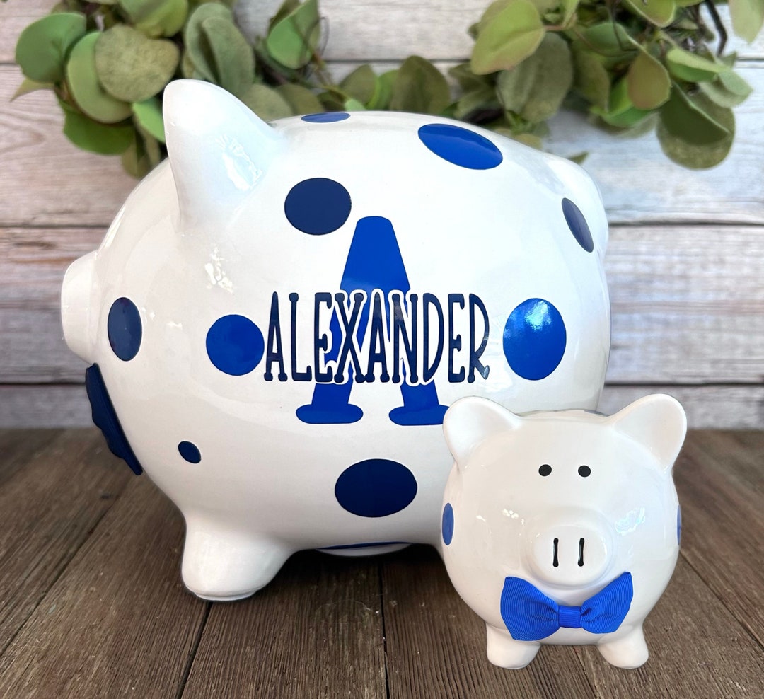 Personalized Piggy Bank for Boys - Initial Piggy Bank, Banks for Boys ...