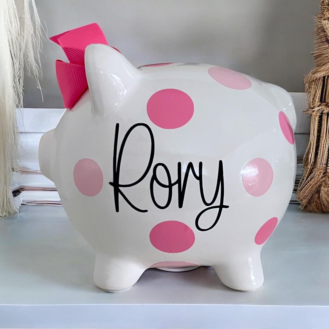 Large Personalized Pink Piggy Bank, Piggy Banks for Girls,pink Polka ...