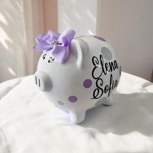Personalized Piggy Bank, Piggy Banks for Girls, Lavender and Silver ...