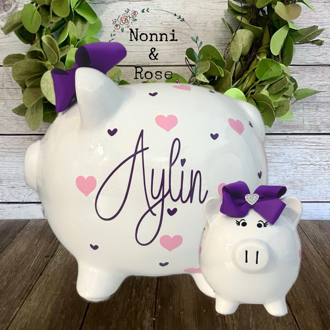 Personalized Large Heart Piggy Bank, Banks for Girls, Piggy Bank ...