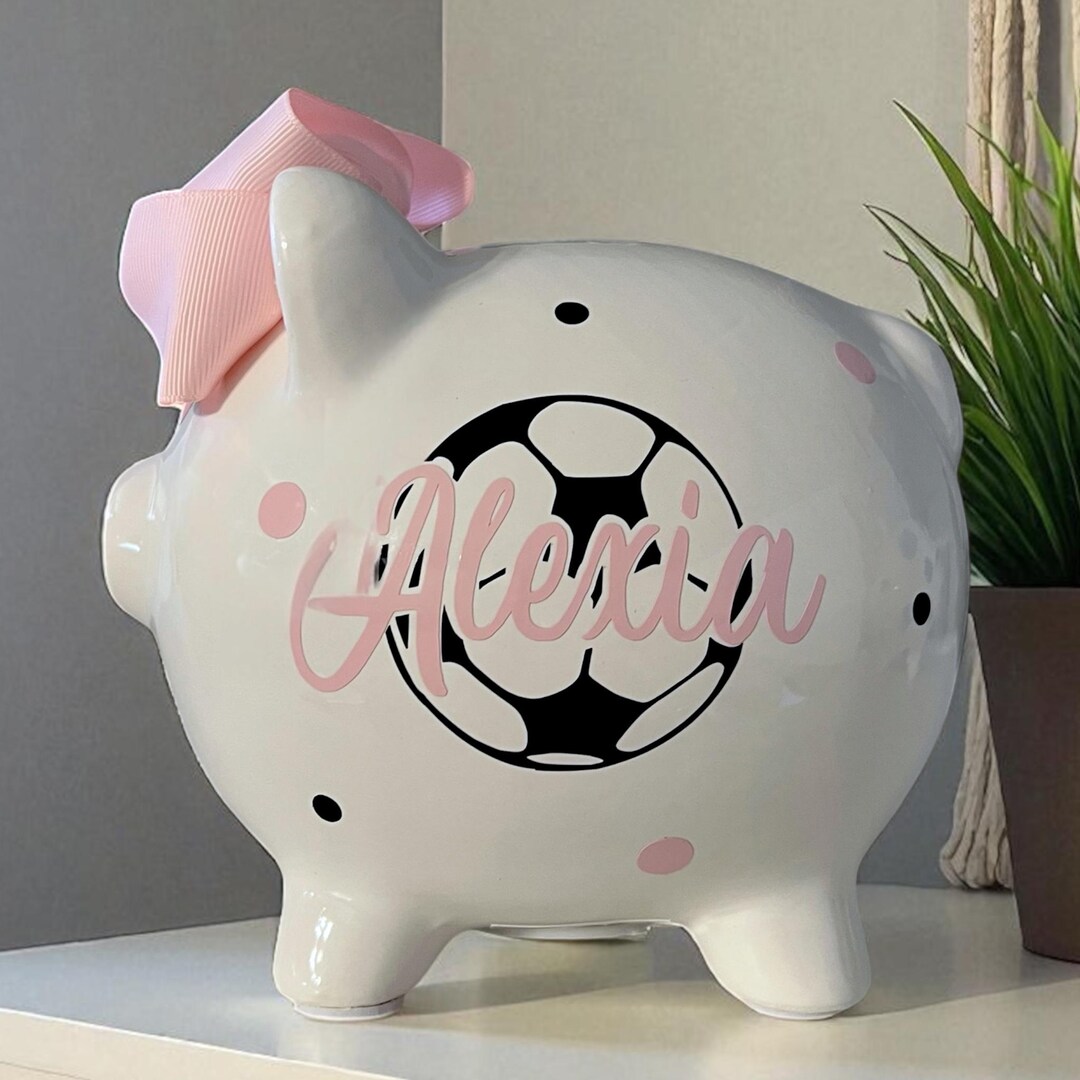 Personalized Soccer Piggy Banks for Girls, Piggy Bank, Sports Piggy ...