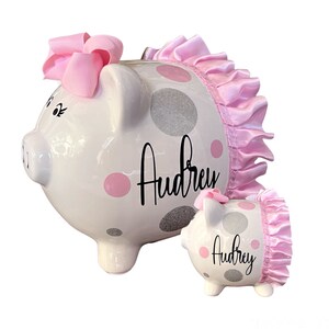 Personalized Light Pink Piggy Bank,polka Dot Piggy Bank, Banks for ...