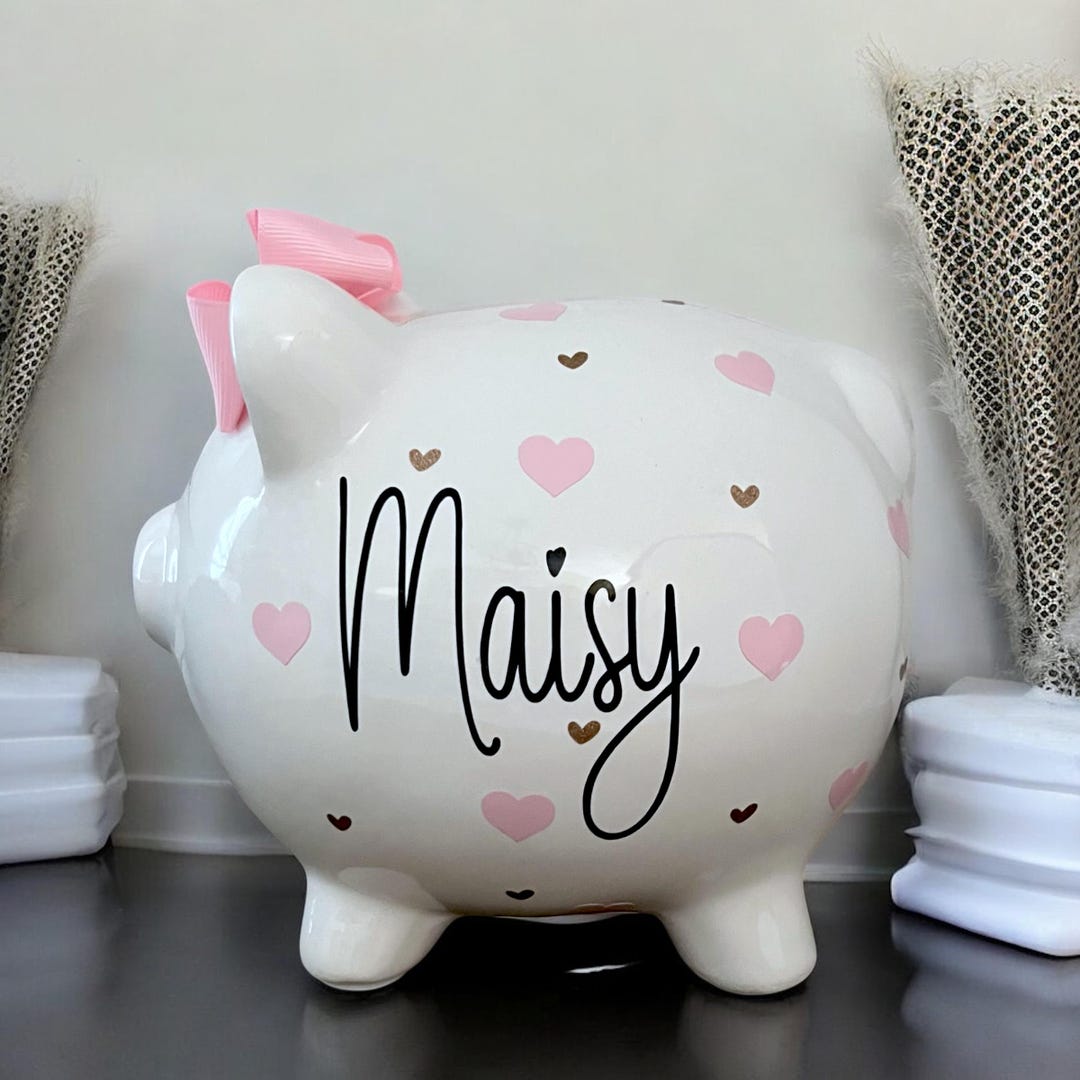 Personalized Large Heart Piggy Banks for Girls, Valentine’s Day Piggy ...
