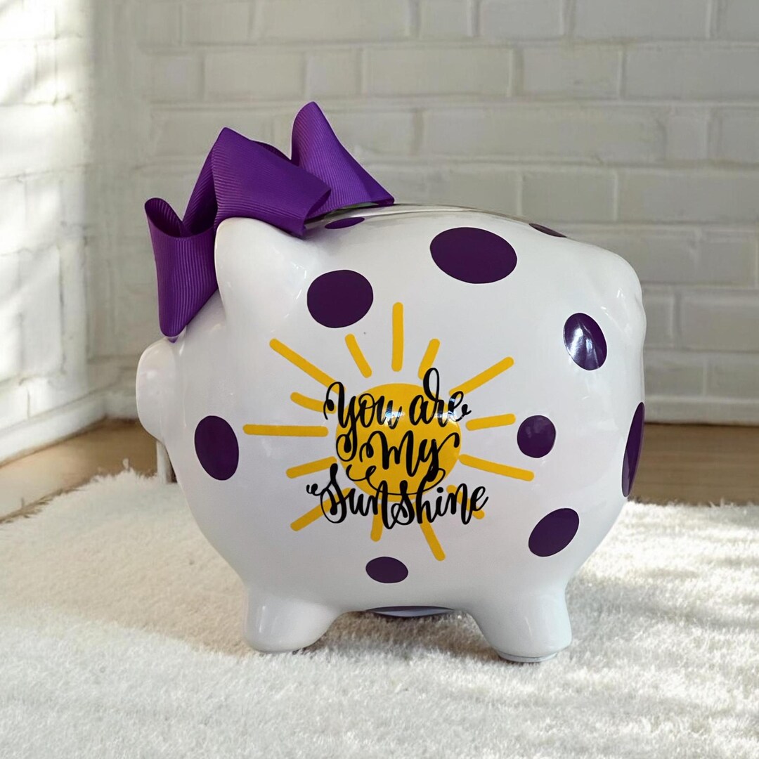 Personalized Piggy Banks for Girls, You Are My Sunshine Piggy Bank ...
