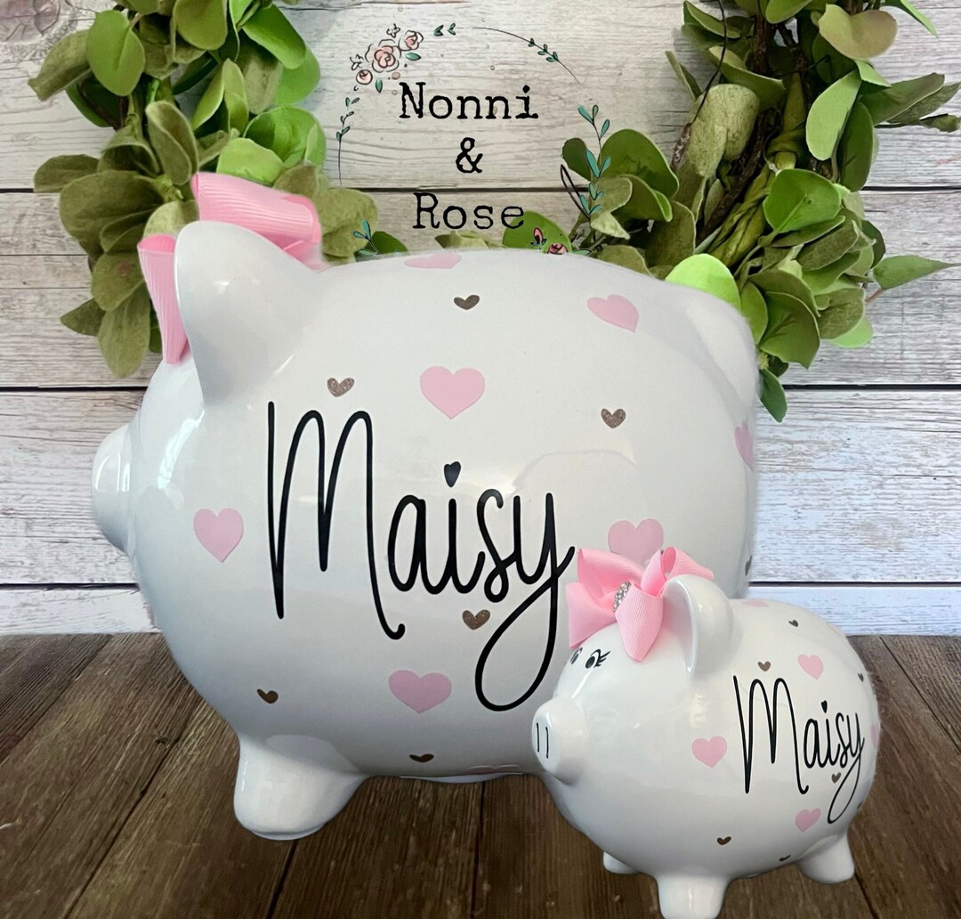 Personalized Large Heart Piggy Banks for Girls, Valentines Day Piggy ...