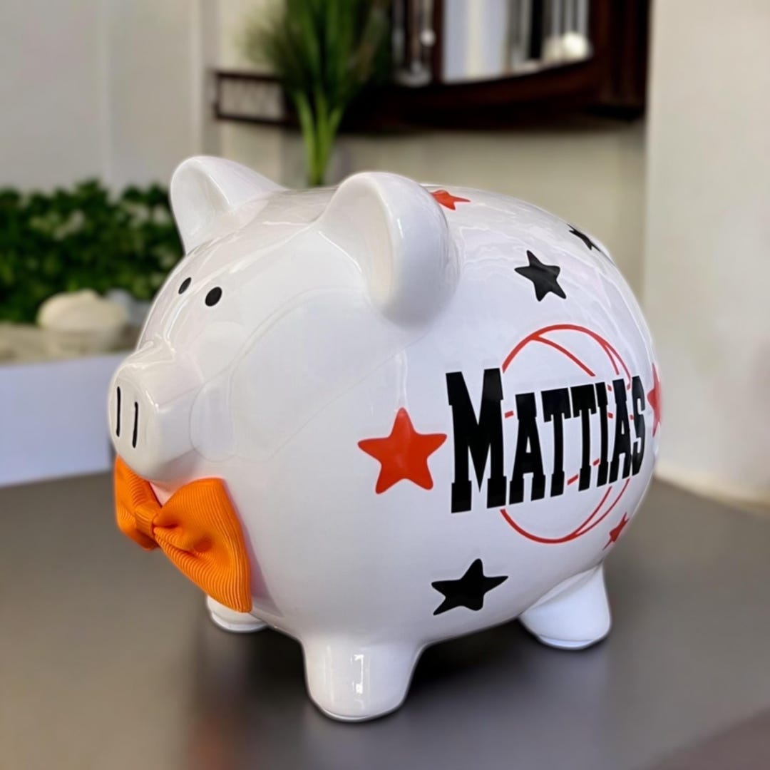 Personalized Baseball Piggy Banks for Boys - Piggy Bank - Sports Piggy ...