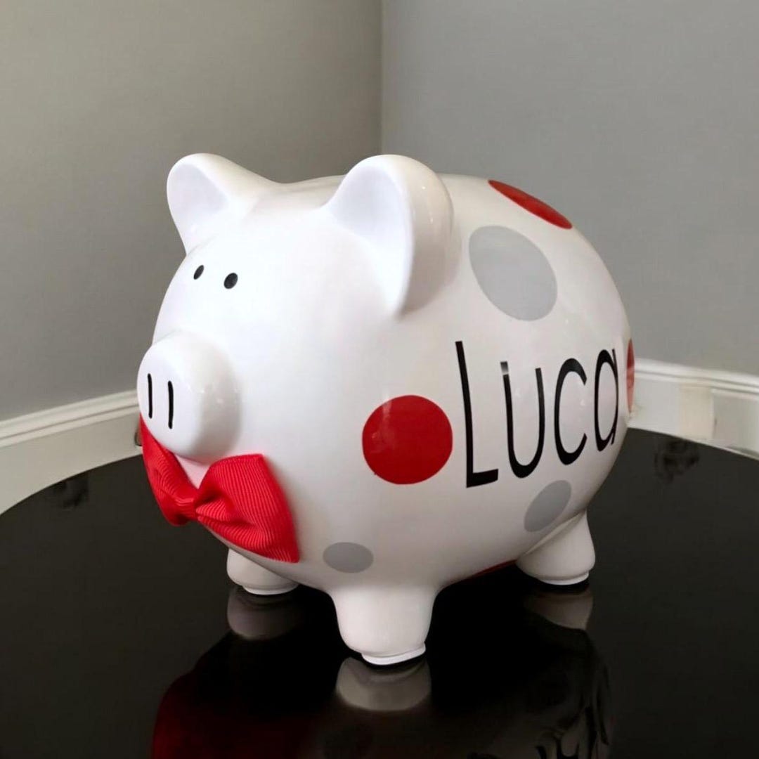 Personalized Piggy Banks for Boys, Piggy Bank for Boys, Red and Light ...