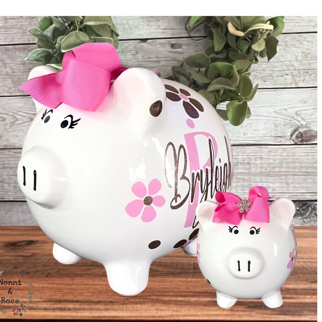 Personalized Flower Piggy Banks for Girls, Banks for Girls, Girl Bank ...