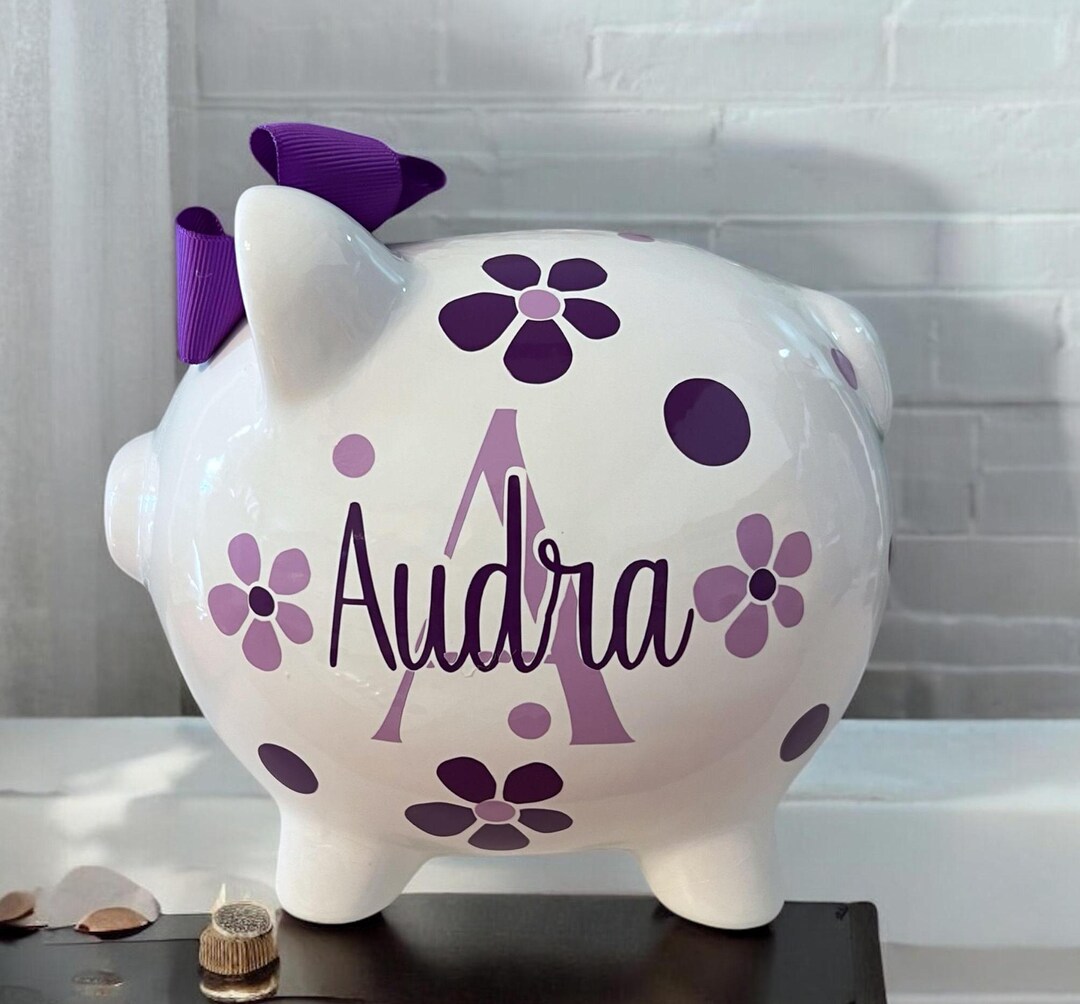 Personalized Flower Piggy Banks for Girls, Banks for Girls, Girl Bank ...