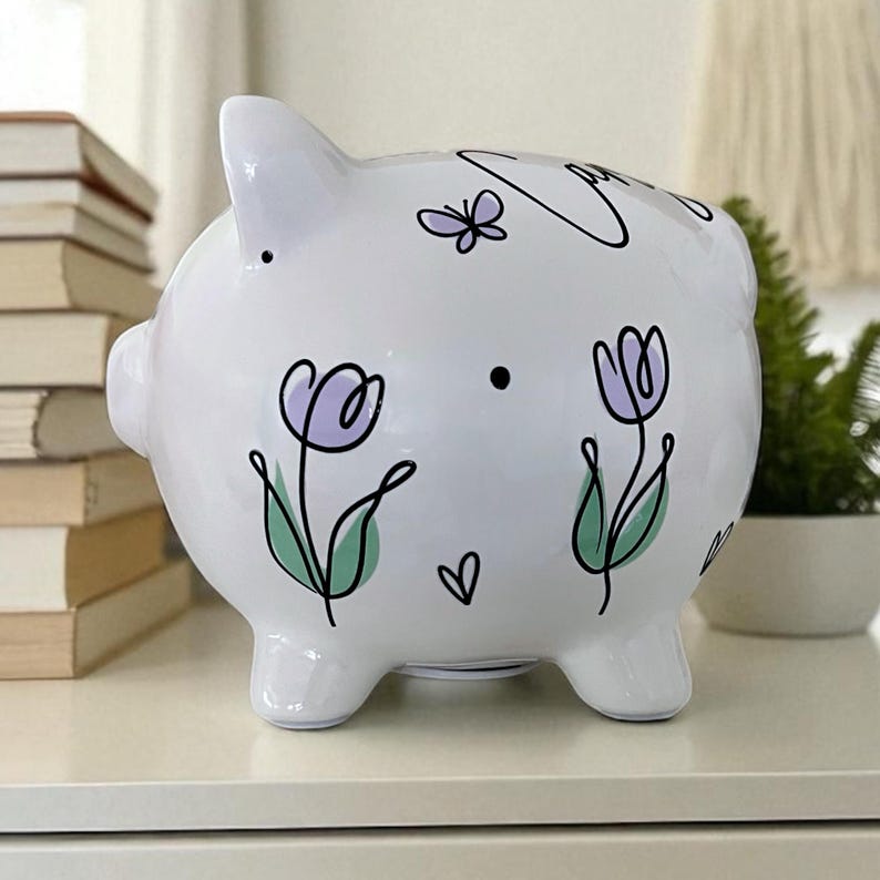 Personalized Tulip Flower Piggy Banks for Girls, Banks for Girls, Girl ...
