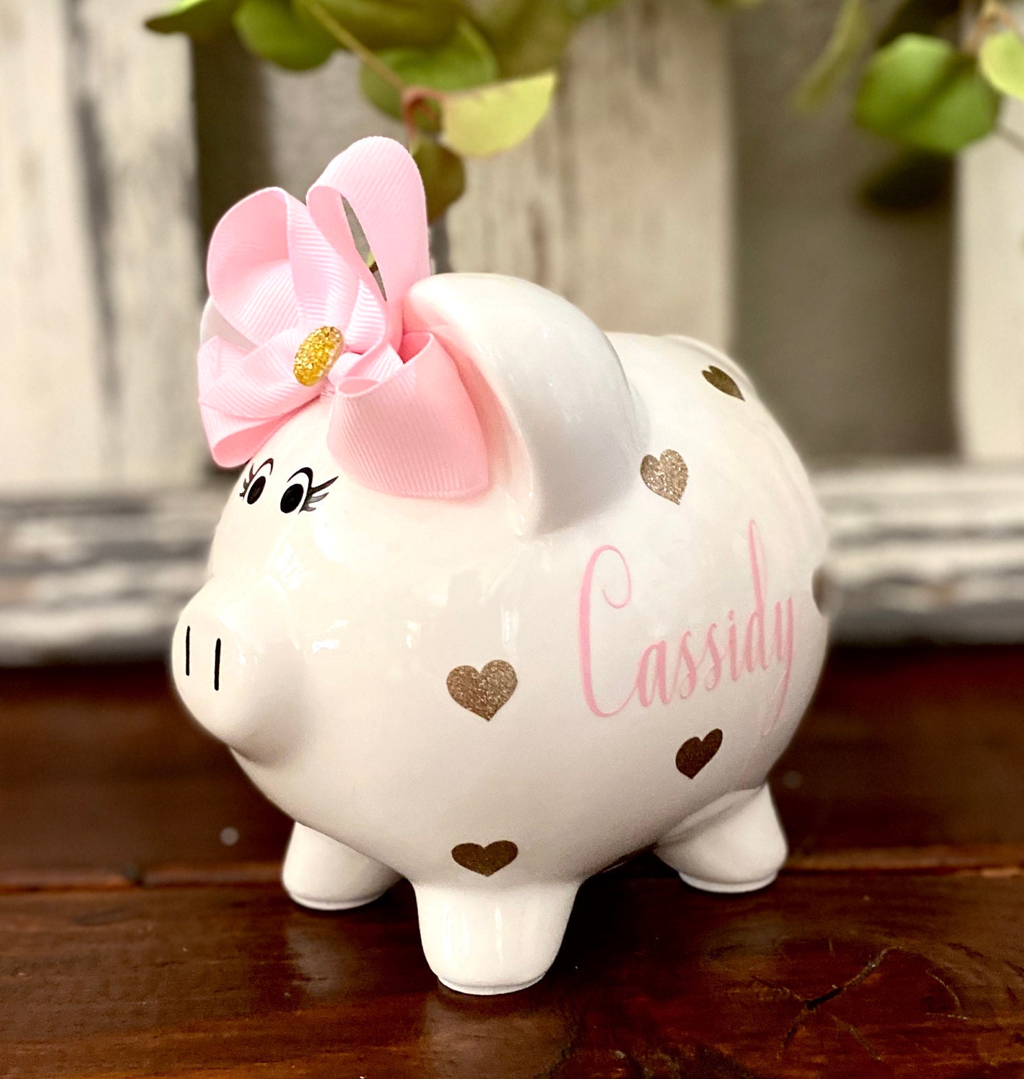 Personalized Heart Light Pink Banks for Girls Girl Bank - Etsy