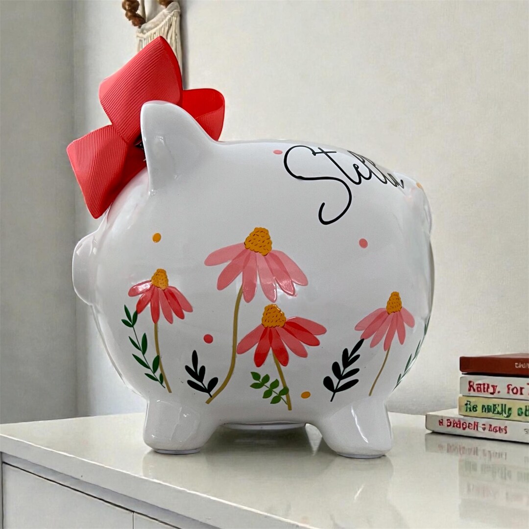 Personalized Daisy Flower Piggy Banks for Girls - Banks for Girls ...