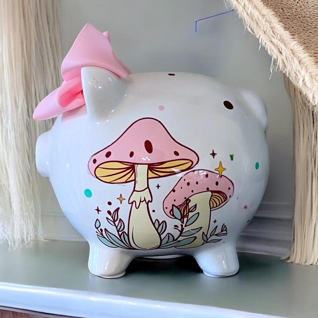 Personalized Mushroom Piggy Banks for Girls, Banks for Girls, Girl Bank ...