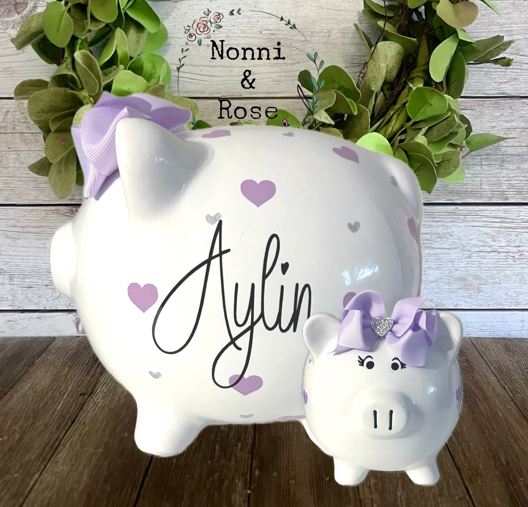 Personalized Large Heart Piggy Banks for Girls, Valentines Day Piggy ...