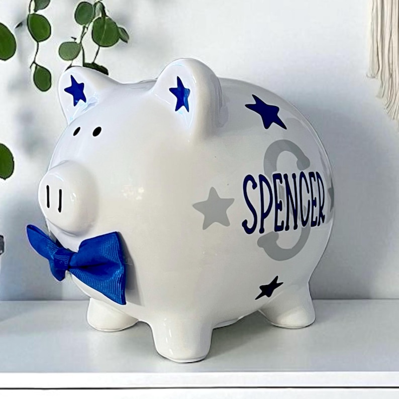 Personalized Piggy Bank for Boys - Star Piggy Bank - Piggy Bank - Banks ...