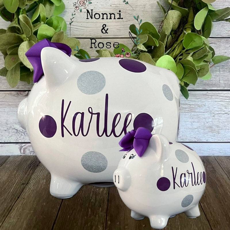 Purple Piggy Bank - Etsy