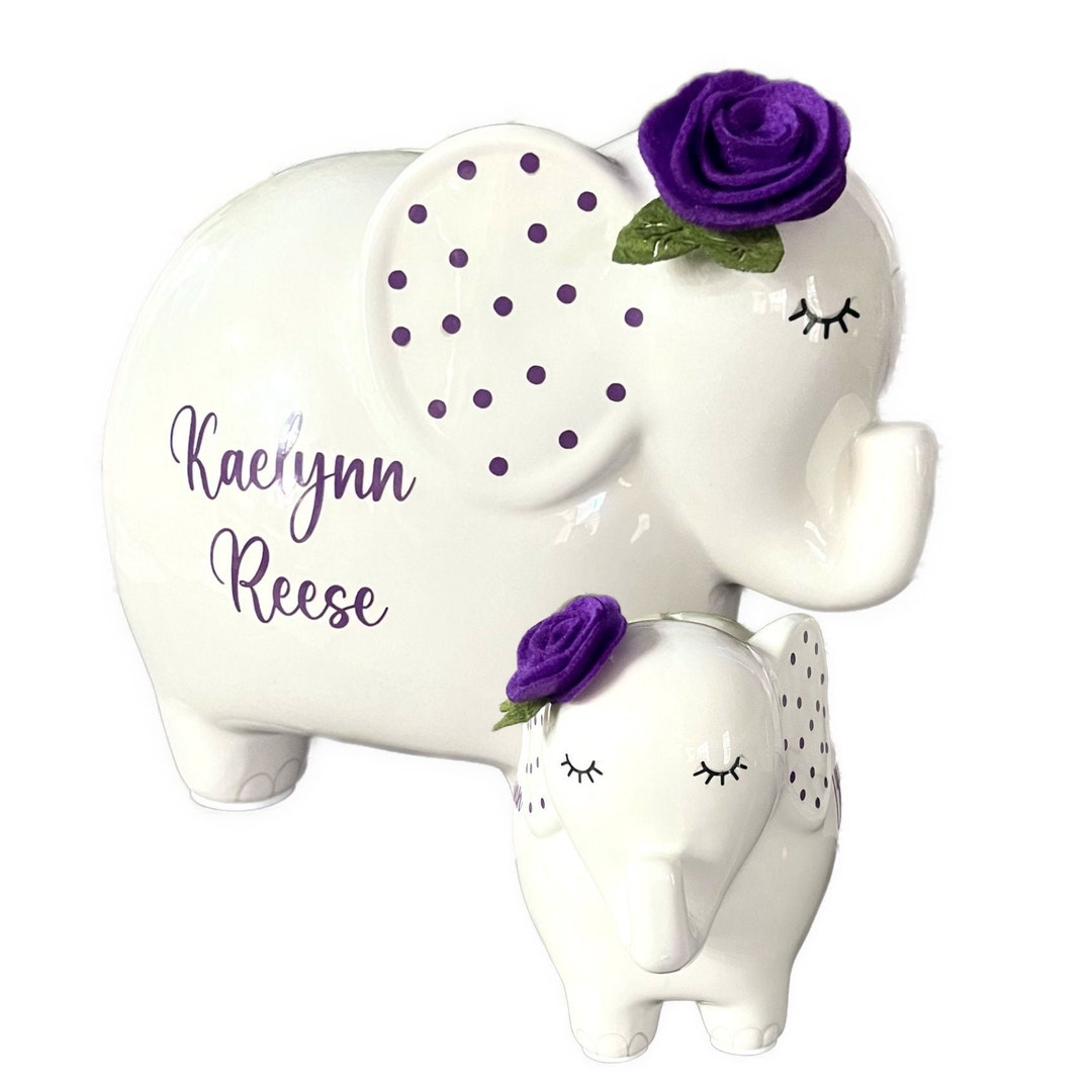 Large Personalized Elephant Bank, Elephant Piggy Bank, Banks for Girls ...