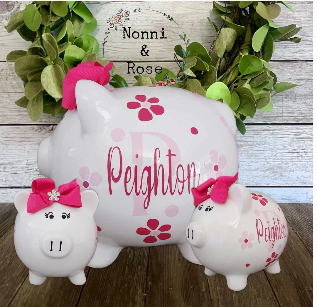 Personalized Flower Piggy Banks for Girls, Banks for Girls, Girl Bank ...