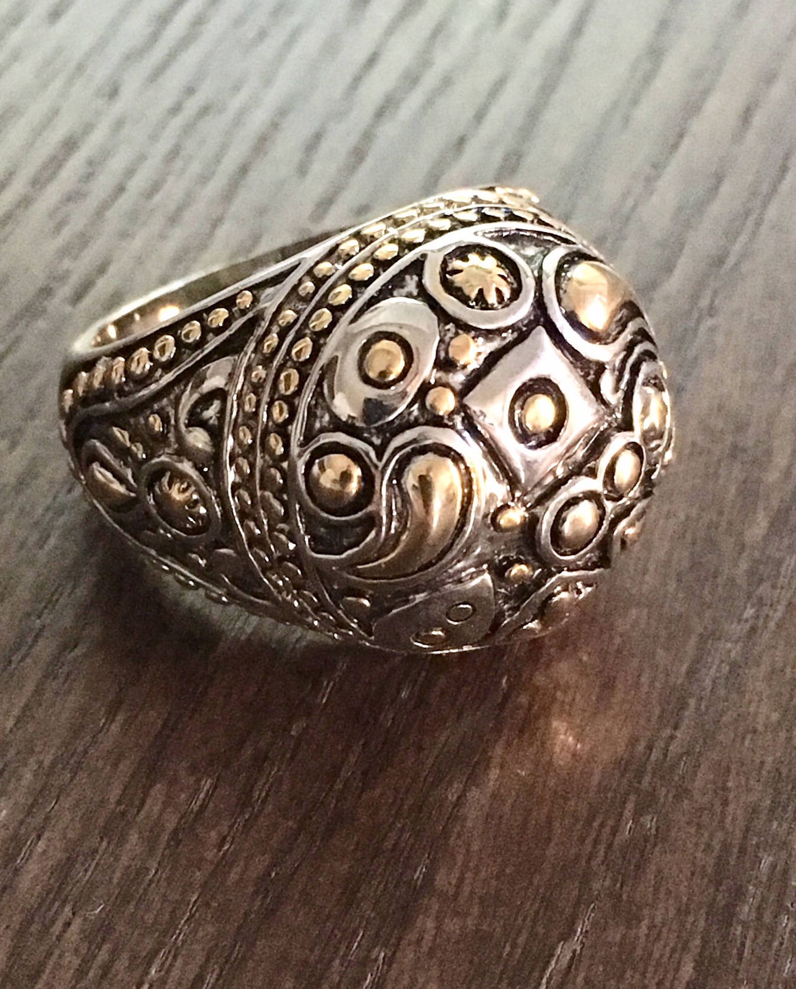 High Round Dome Top Fashion Ring in Gold & Silvertone - Etsy France