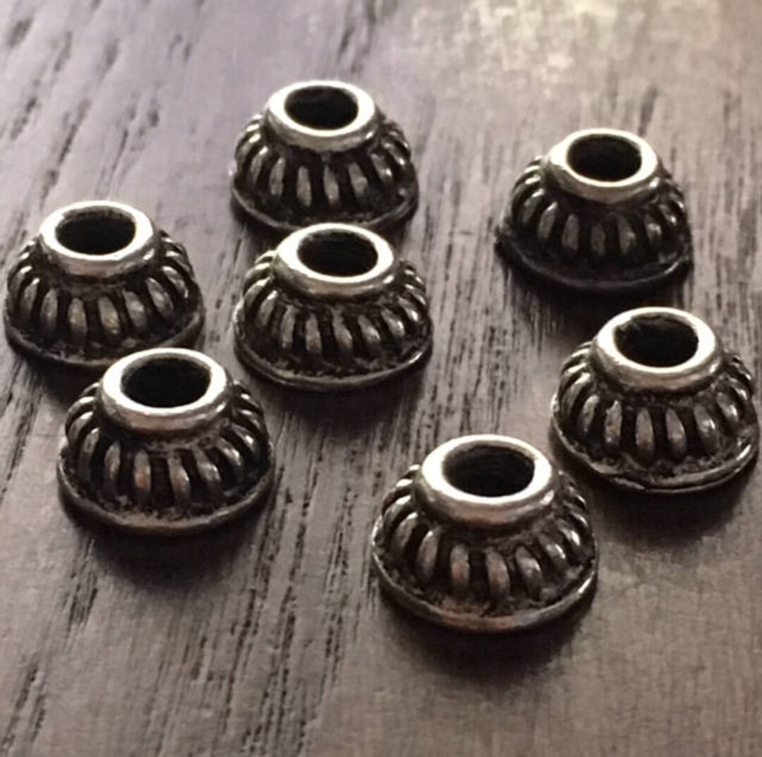 Larger Hole Round Pewter Bead Cap With Twisted Detail - Set of 24 - Etsy