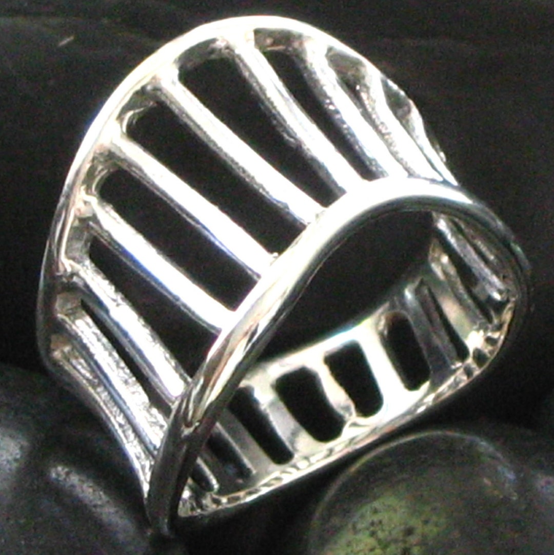 Unique Sterling Silver .925 Wavy Spoke Asymmetric Band Ring Multiple ...