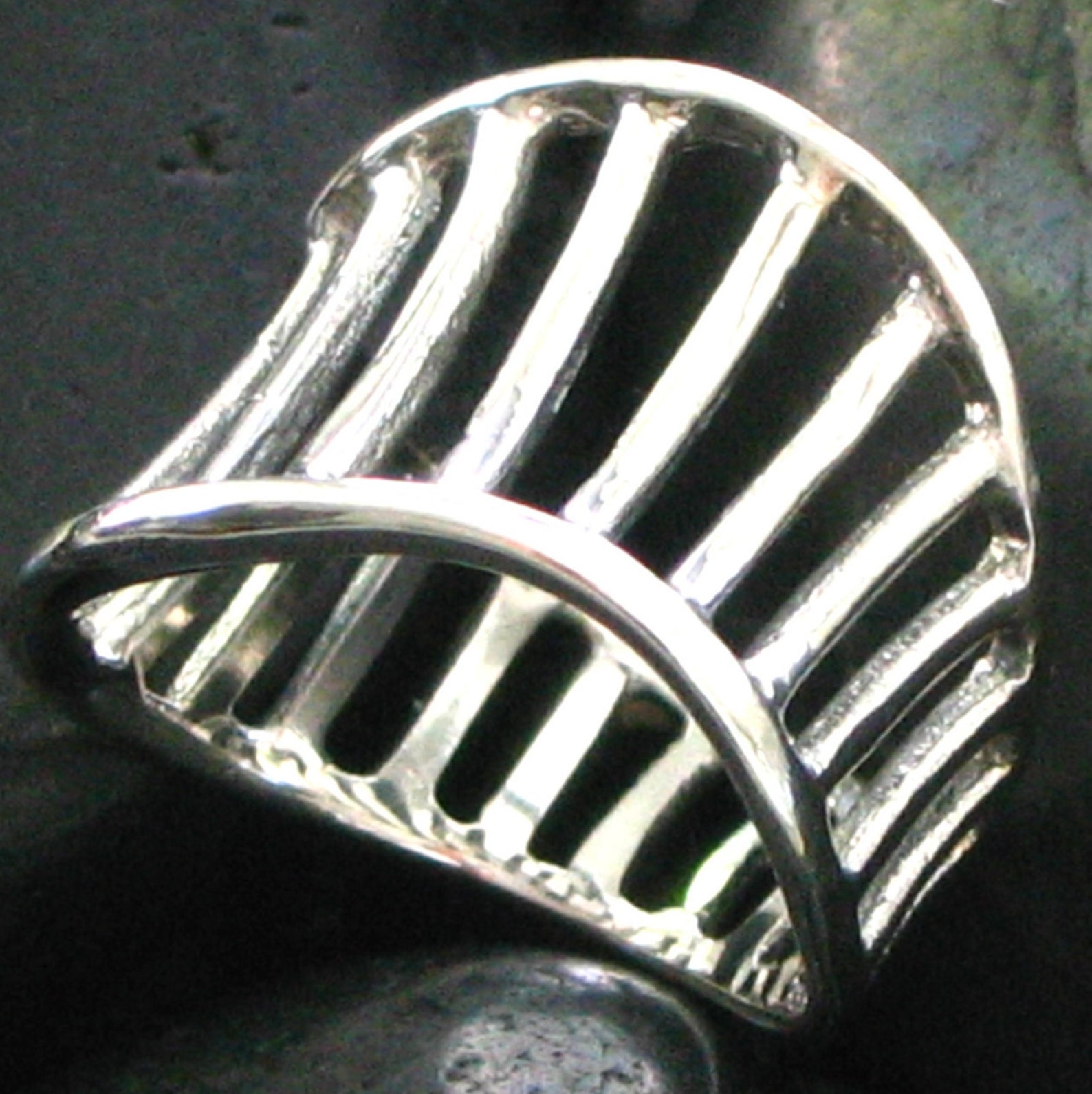 Unique Sterling Silver .925 Wavy Spoke Asymmetric Band Ring Multiple ...