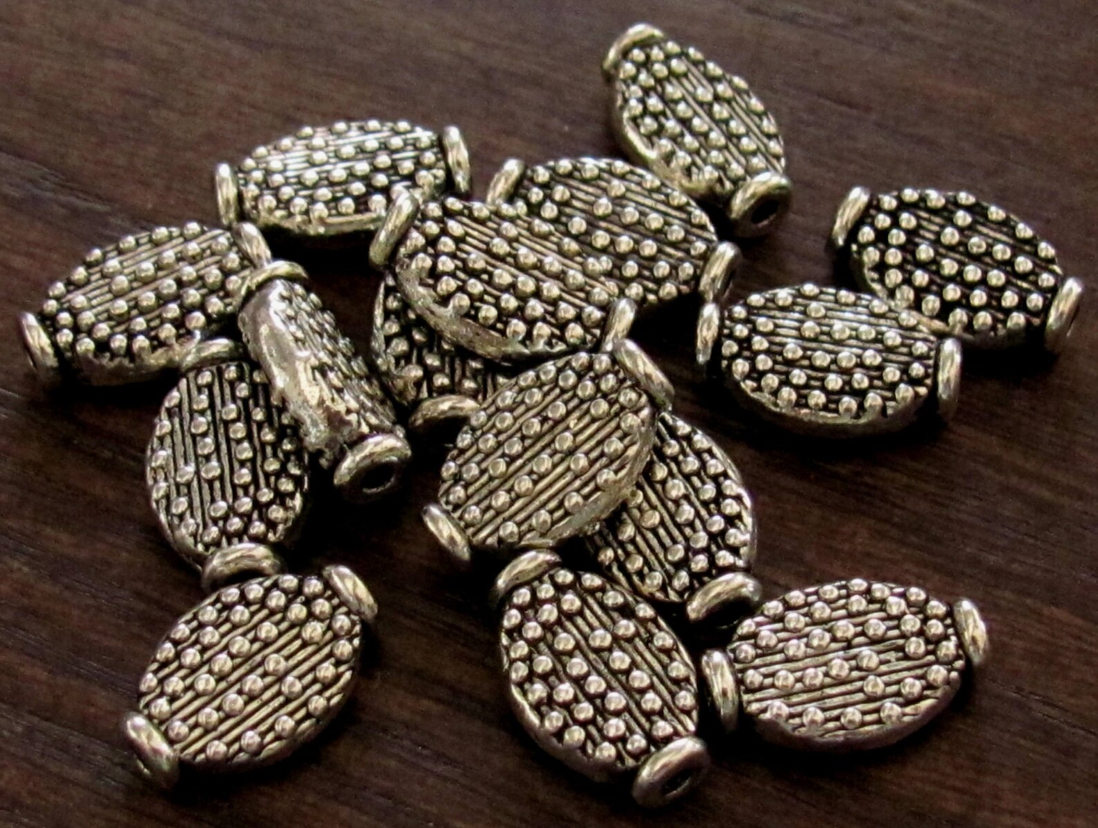 Pewter Beaded Detail Flat Oval Spacer Beads - Set of 24 - Etsy