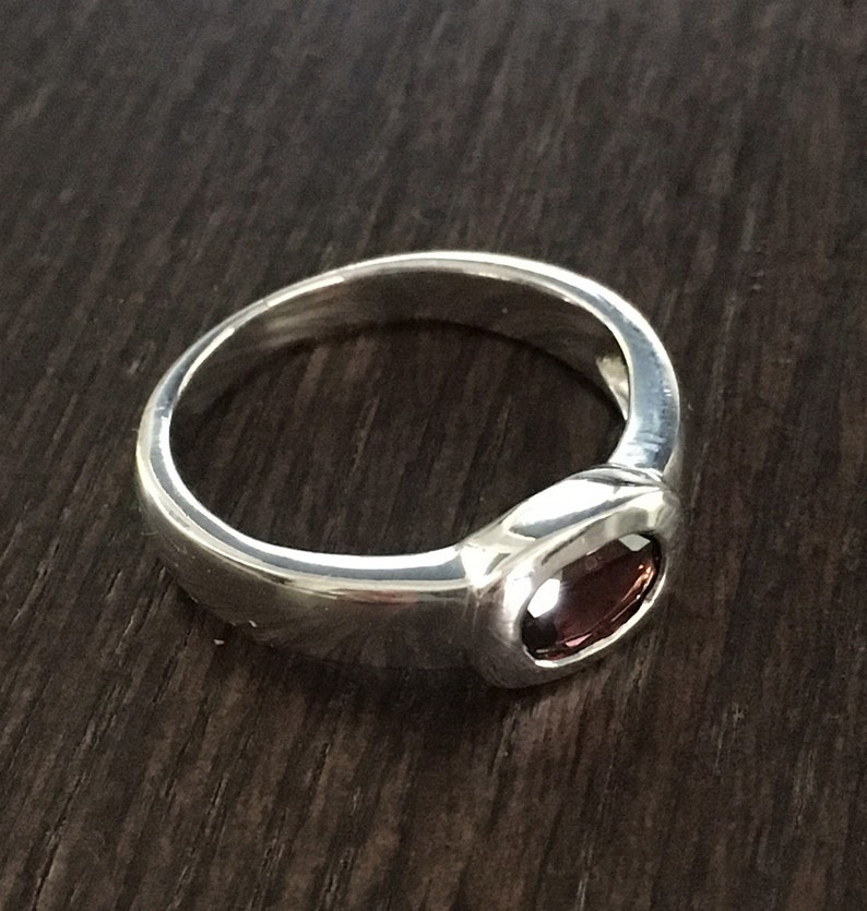 Cute and Simple Faceted Garnet Cabochon Ring in Sterling - Etsy