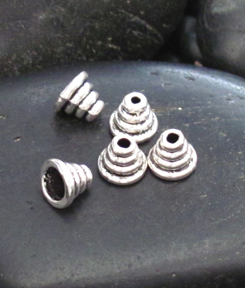 Pewter Wire Wrapped Cone Cap Beads Set of 30 - Etsy