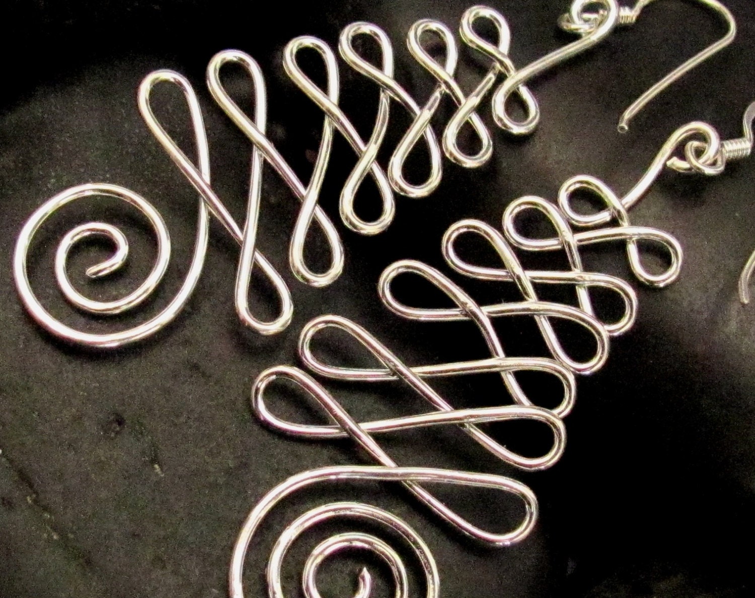 Sterling Silver .925 Wire Swirl Drop Earrings - Etsy