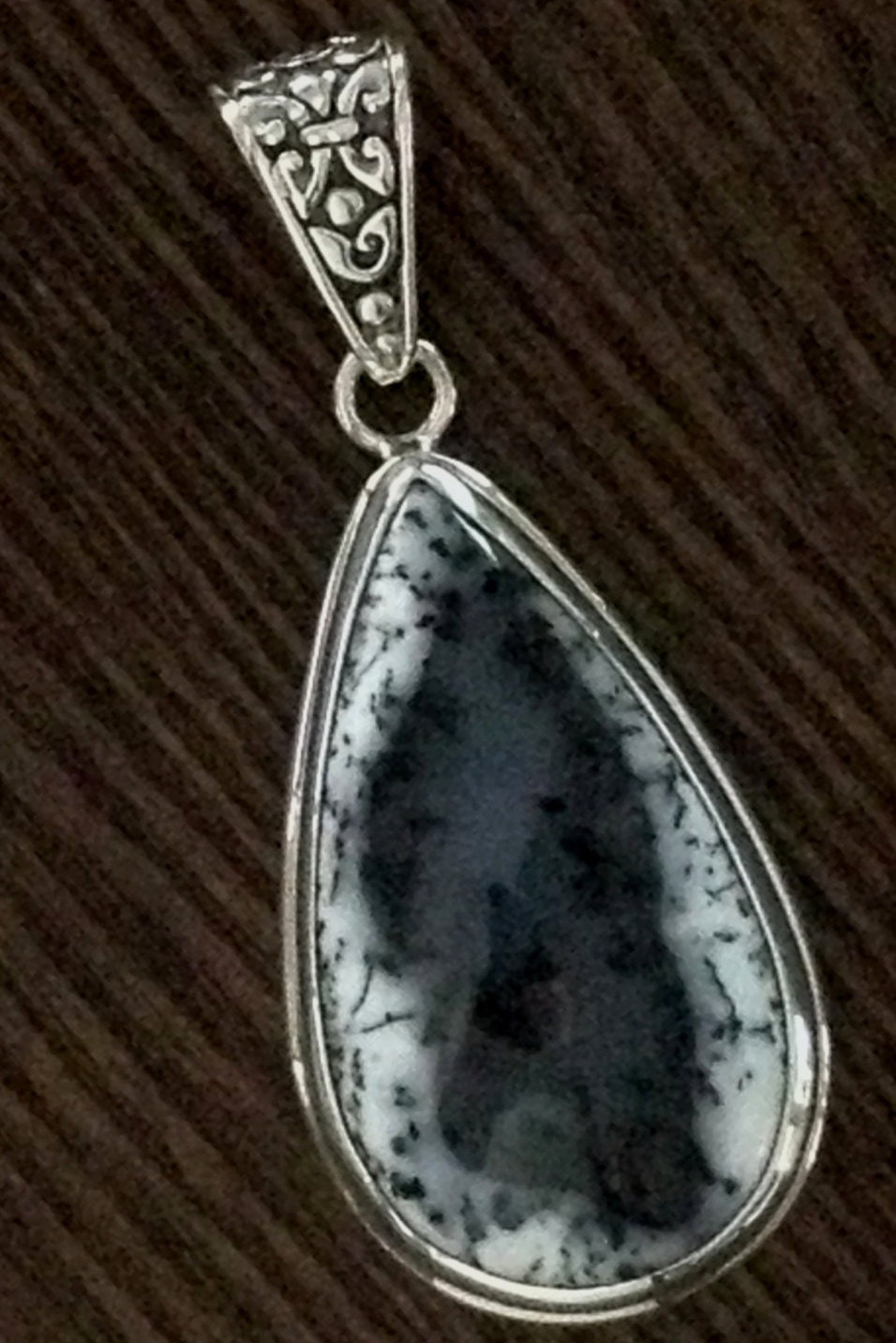 Large and Unique Dendritic Agate Sterling Silver .925 Pendant With ...