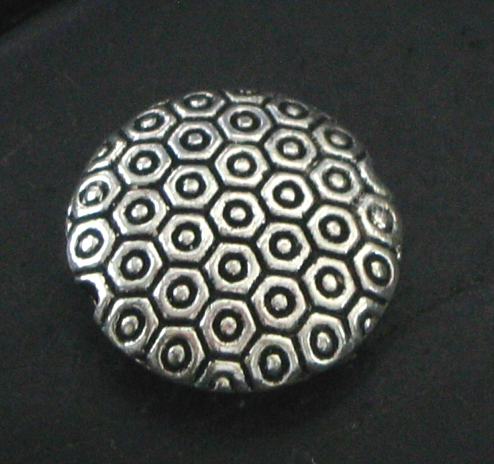 Round Puffy Stamped Circle Design Pewter Spacer Beads Design on Both ...