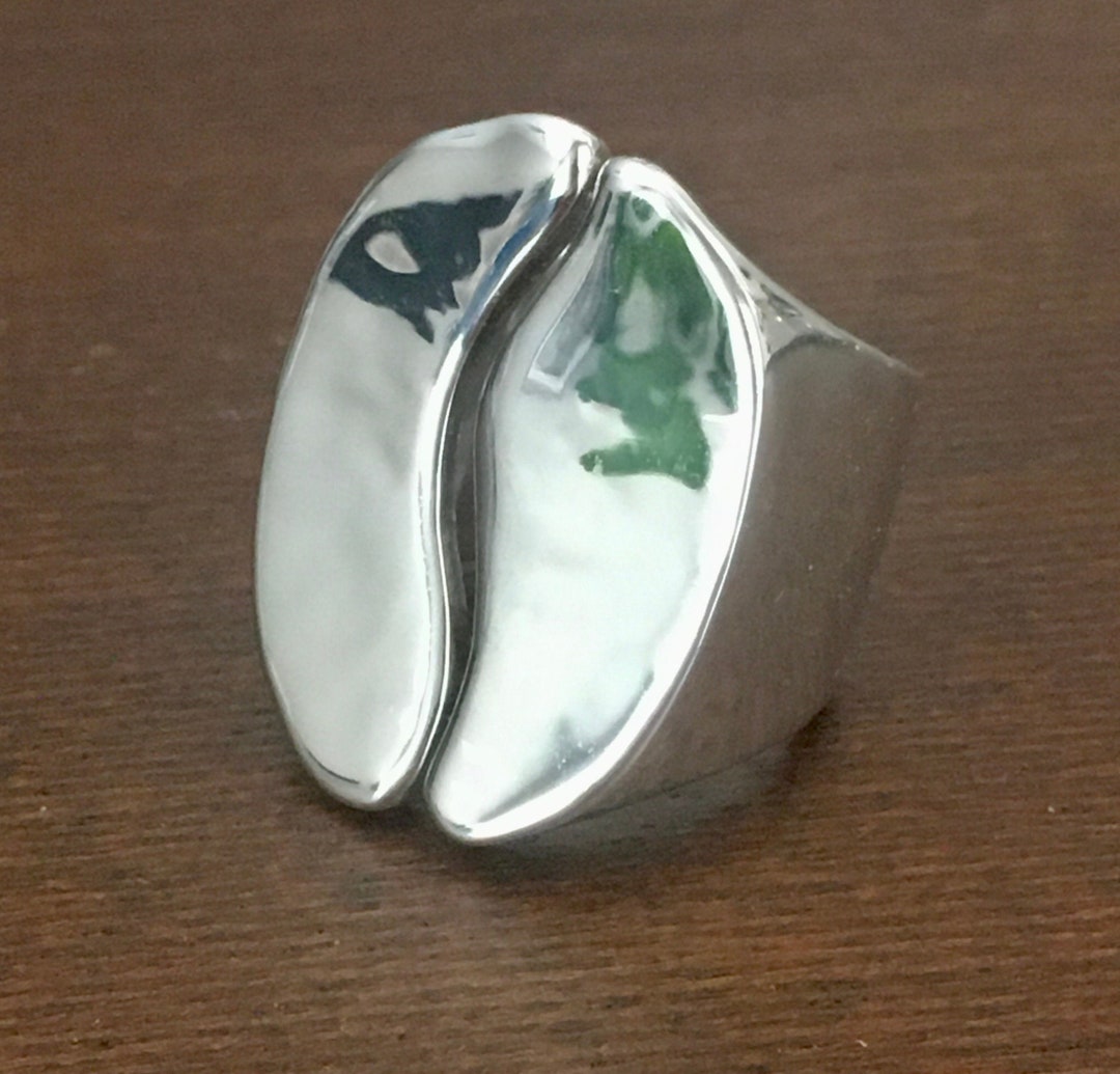 Large Chucky Modernistic Fashion Wave Ring - Rhodium Plated - High ...