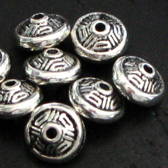 Small Round Etched Sphere Shaped Pewter Spacer Beads Set of | Etsy