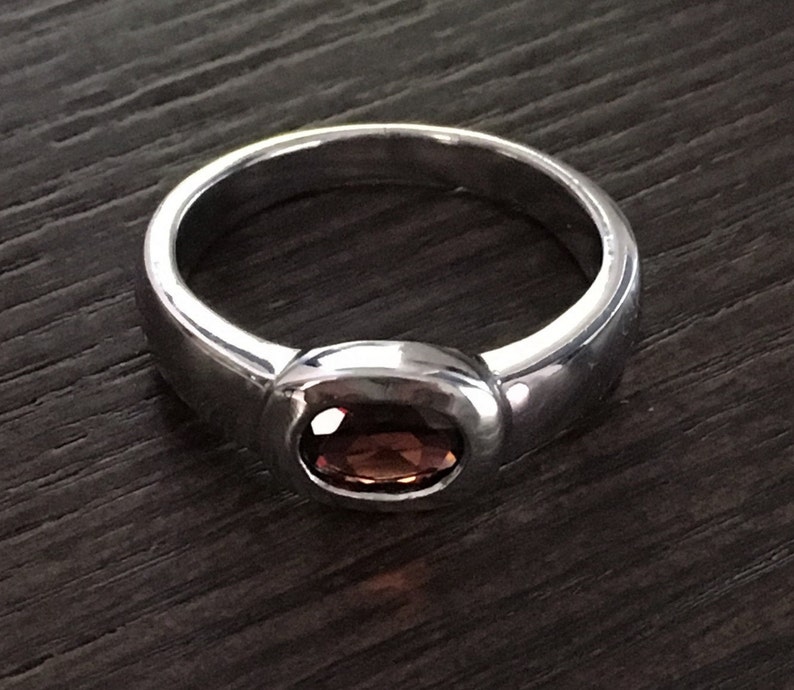 Cute and Simple Faceted Garnet Cabochon Ring in Sterling - Etsy