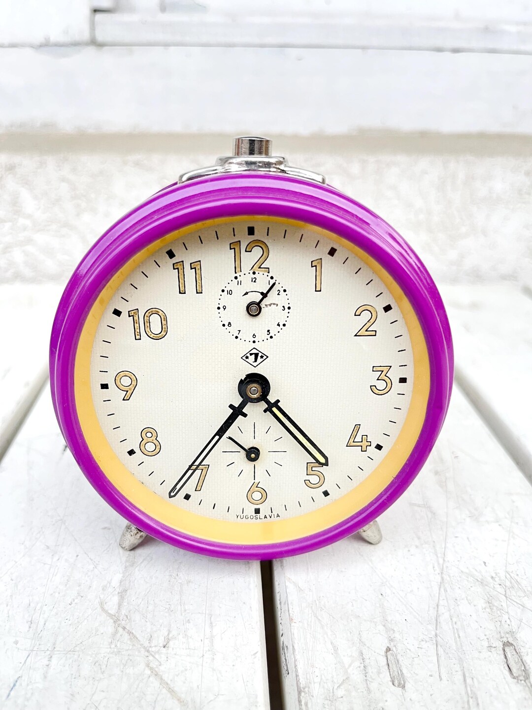 Vintage INSA Alarm Mechanical Clock, Purple Clock, Made in Yugoslavia ...