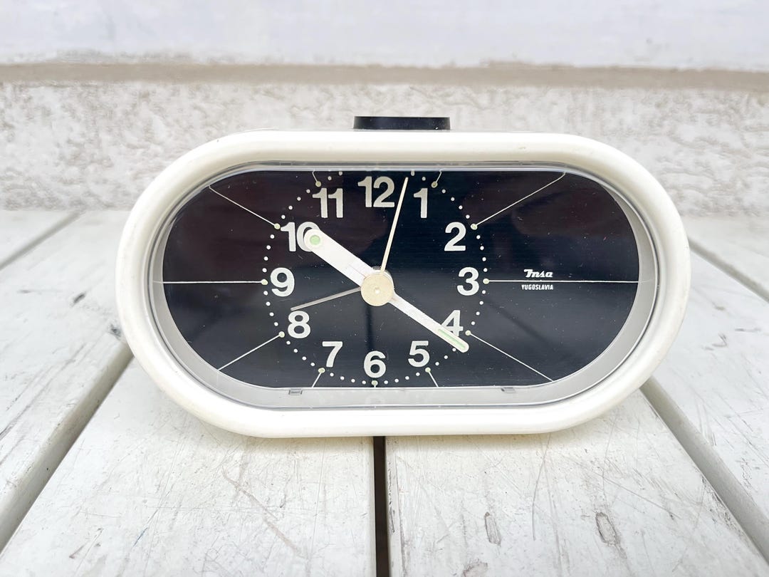INSA Space Age Alarm Mechanical Clock, White Clock, Made in Yugoslavia ...