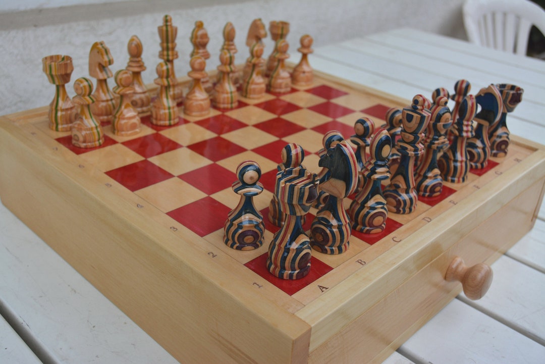 Recycled Skateboard Chess Set: Handmade Ash Wood Board - Etsy