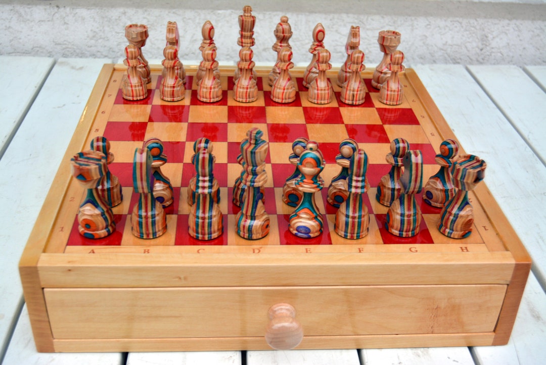 Perfect Gift Chess Set, Chess Board and Chess Figures From Recycled ...