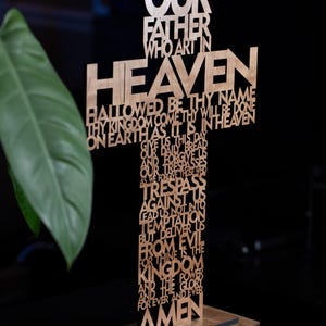 The Lord's Prayer Jesus Cross Wood Sign Our Father Who Art in Heaven ...