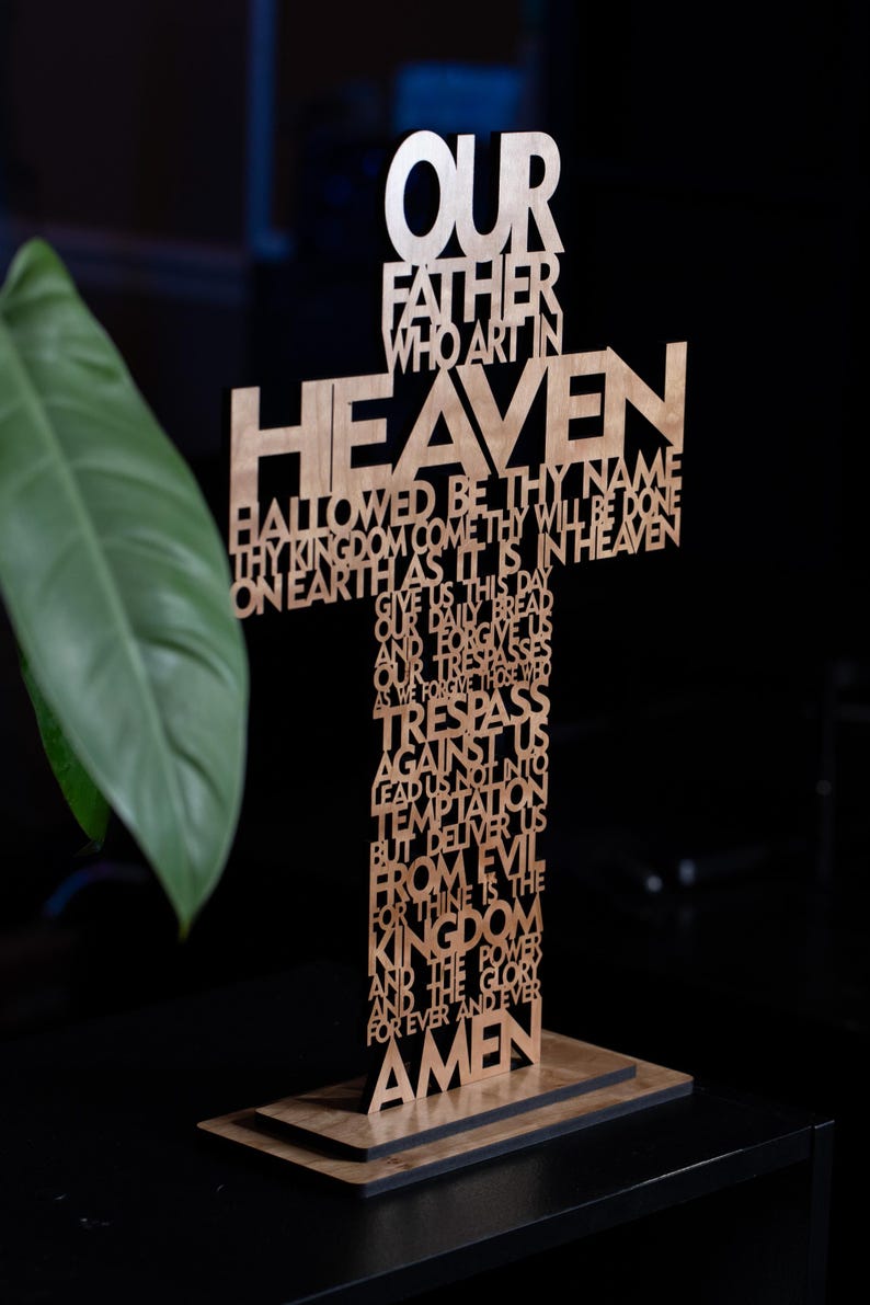 The Lord's Prayer Jesus Cross Wood Sign Our Father Who Art in Heaven ...