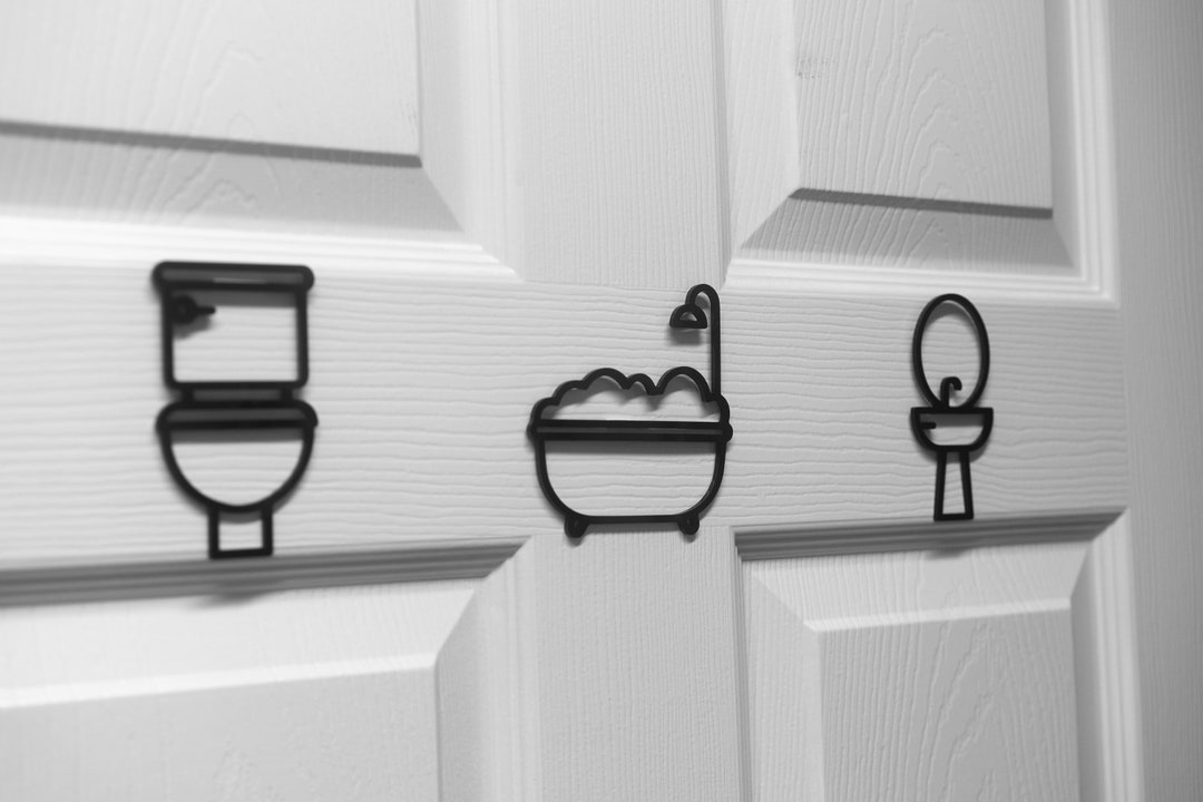 Bathroom Door Icon Signs, Bathroom Symbol Door Signs Great for Guests ...