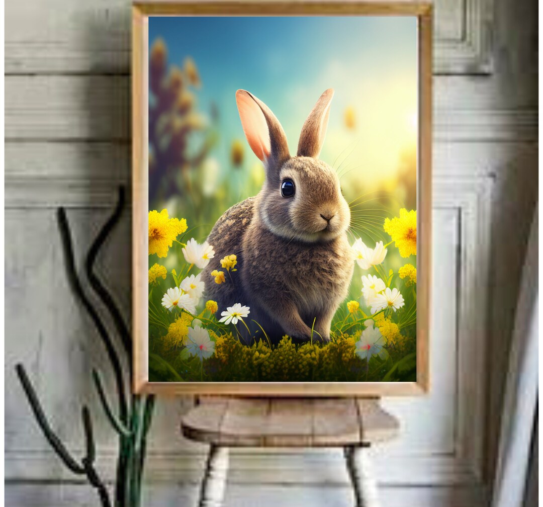 Cute Bunny Wall Art Instant Download | Digital Download - Animal Decor ...
