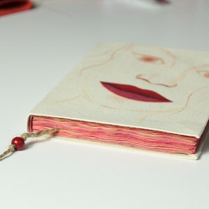Red Lips Fabric Painted Journal - Notebook - Diary - Sketchbook ...