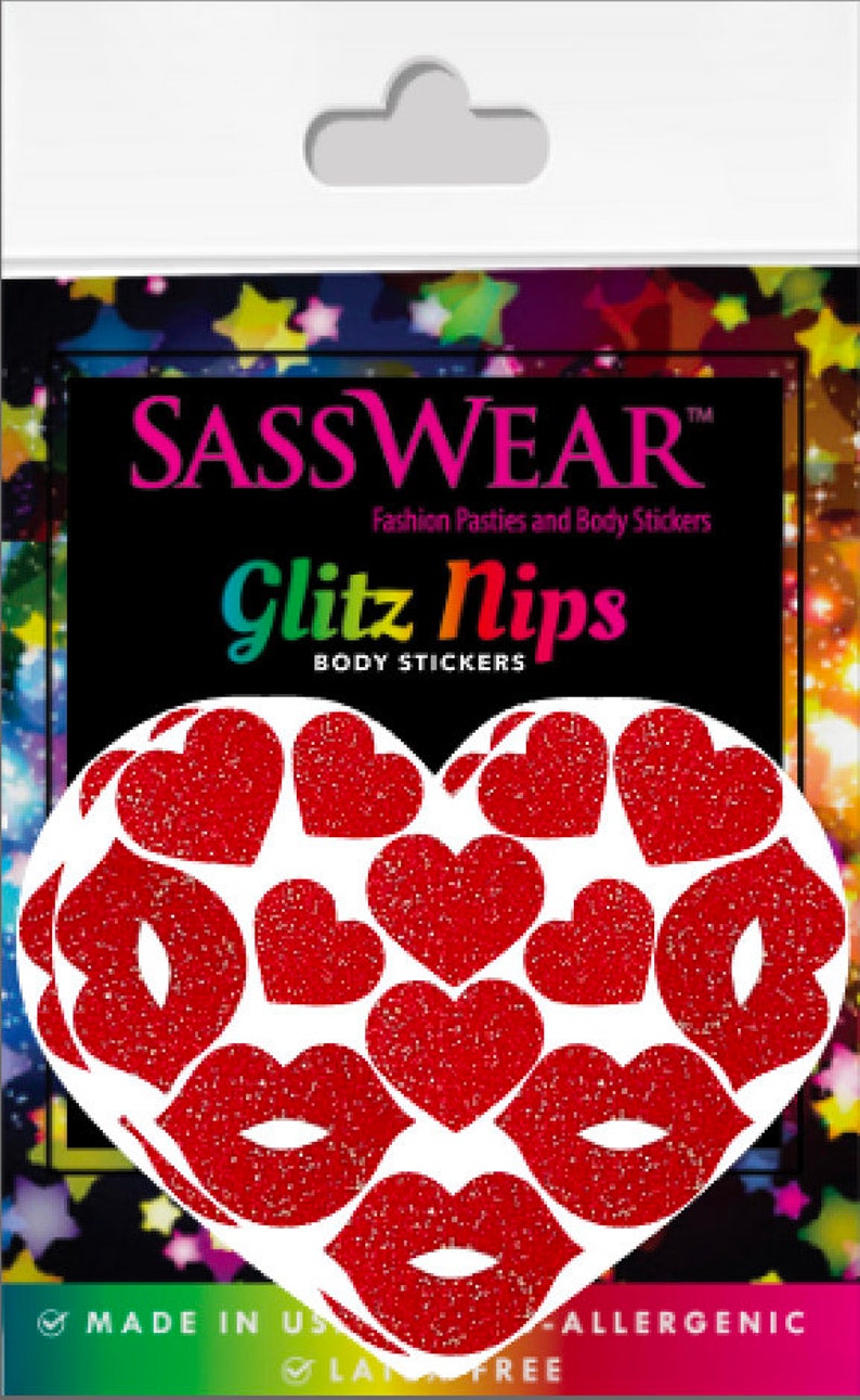 Pucker up Red Glitz Nips Body Stickers Valentines - Etsy