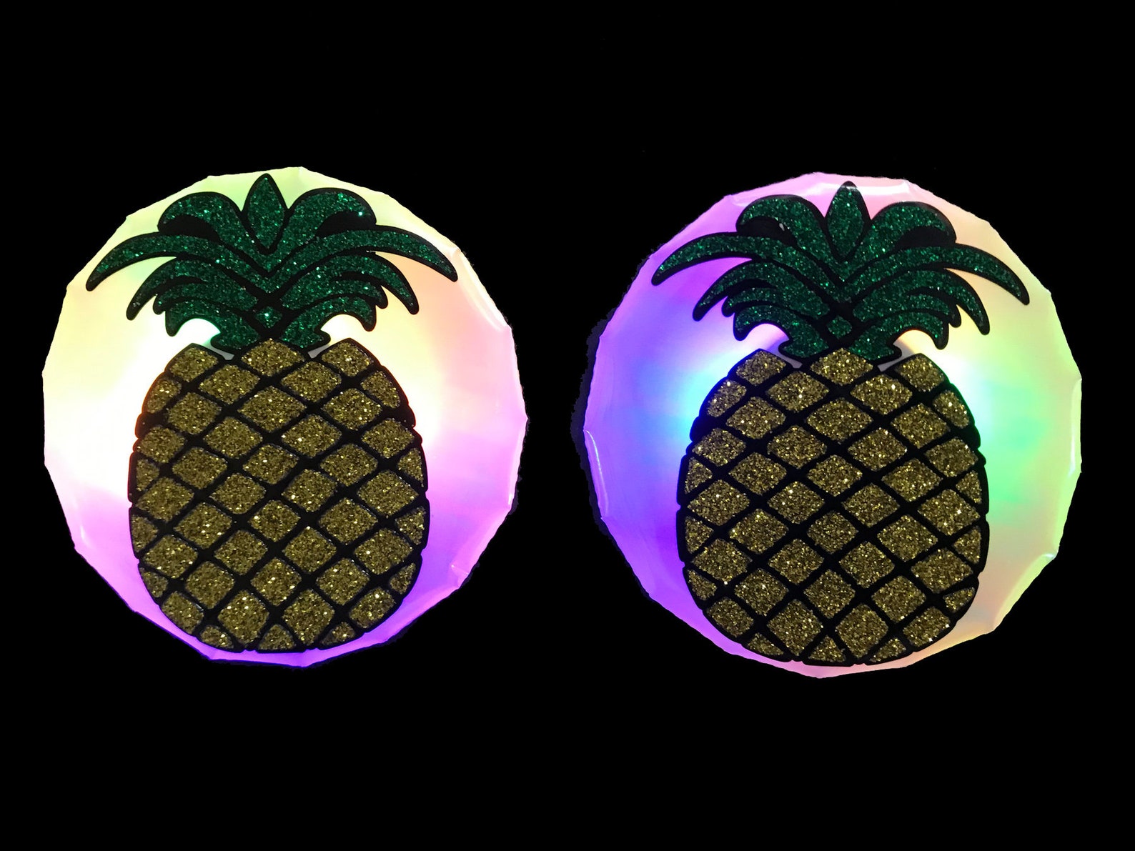 Lit Nips Pineapple Glow Pasties Rave Nipple Covers, Festival, Glow ...