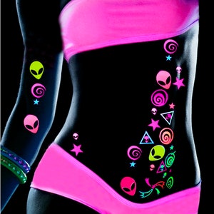 Blacklight Alien Space Body Stickers- Rave Accessories, Neon Alien ...