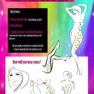 Black Light Neon Star Body Stickers Rave Costume Neon Stars - Etsy
