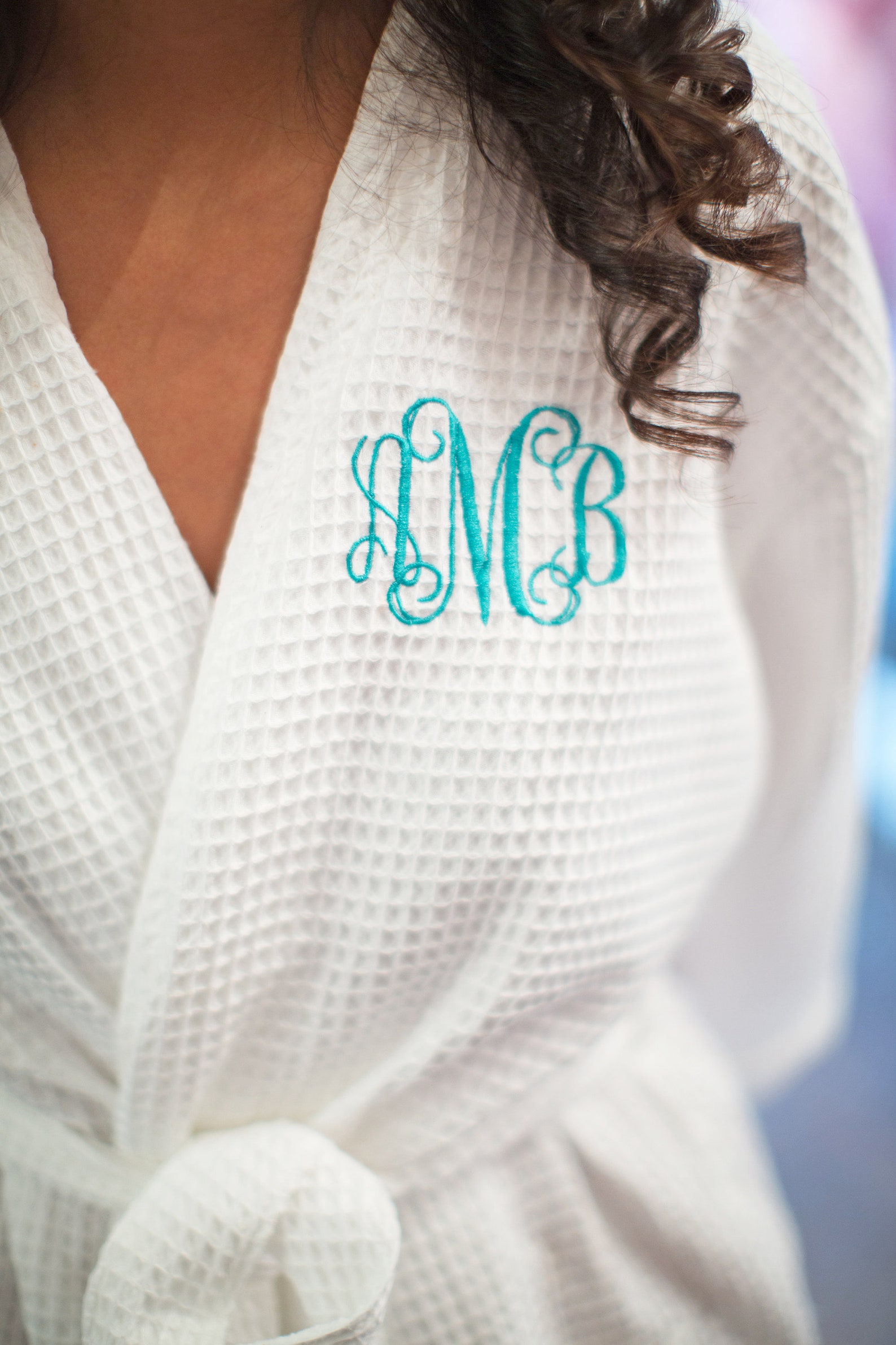 AQUA COTTON ROBES Monogrammed Robe Wedding Robes Waffle | Etsy