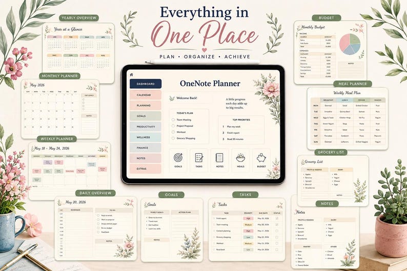 Editable Onenote Planner Micro Soft | Digital Onenote Planner | Yearly ...